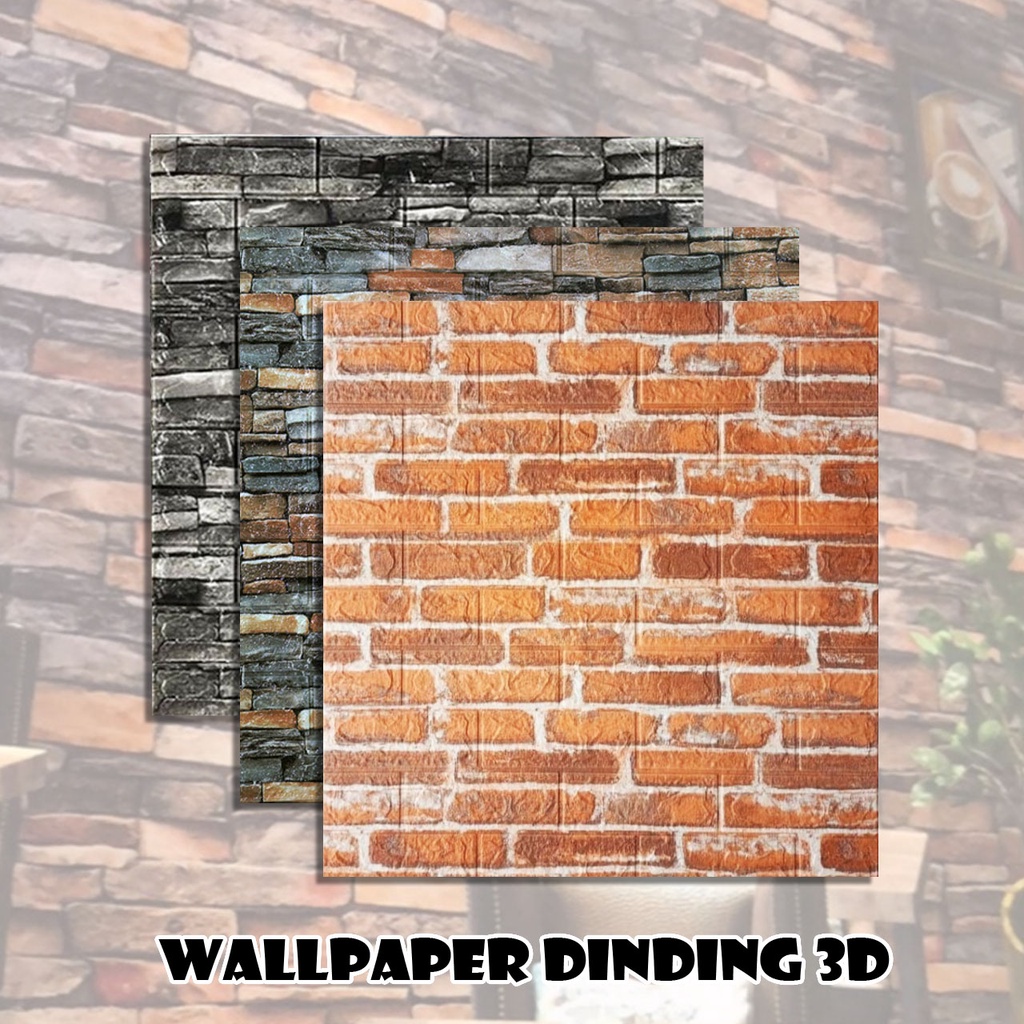 Jual Wallpaper Dinding Foam 3D Motif Batu Bata Alam Murah | Shopee ...