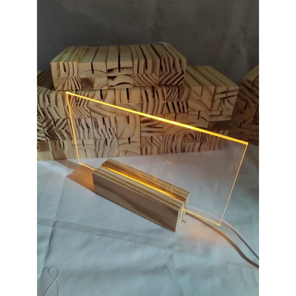 Jual grosir standing kayu acrilik holder A4/Stand kayu led/Tatakan ...