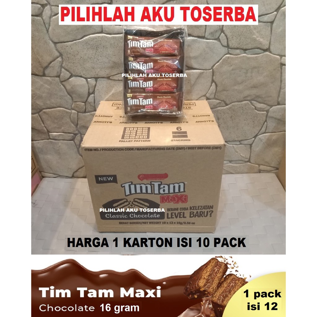 Jual Tim Tam Maxi Classic Chocolate 16 gram, ( HARGA 1 KARTON ISI 10 ...