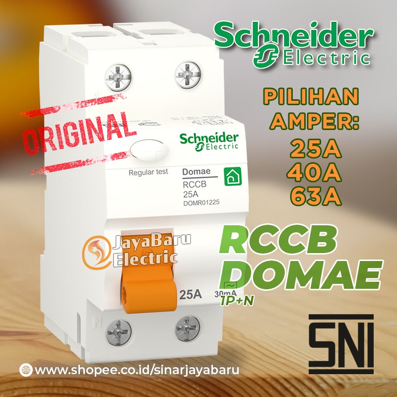 Jual SCHNEIDER RCCB ELCB Domae 2P 1P+N 25A 40A 63A 30ma 300ma | Shopee Indonesia