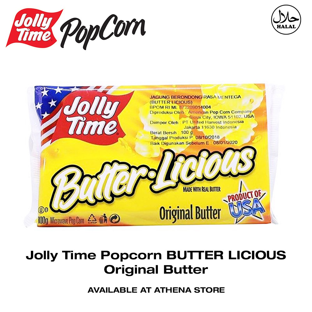 Jual Popcorn Jolly Time BUTTER LICIOUS Original Butter 100gr | Shopee ...