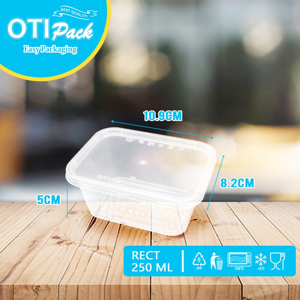 Jual Thinwall Otipack Kotak Makan Persegi Panjang 250ml Tutup