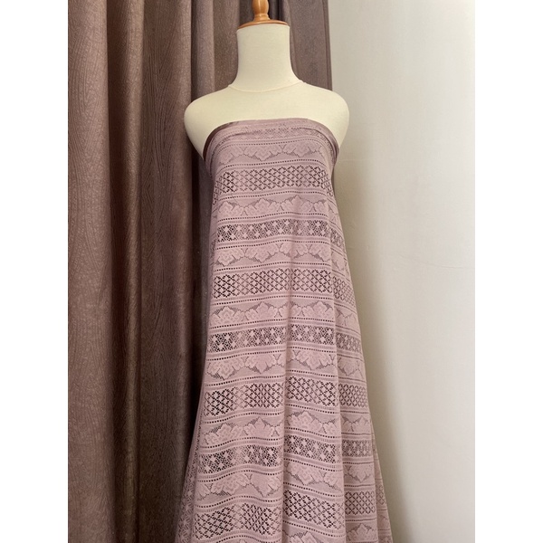 Jual Bahan Kain Brokat Brukat Halus Lace Motif Salur Crown Warna Dusty ...