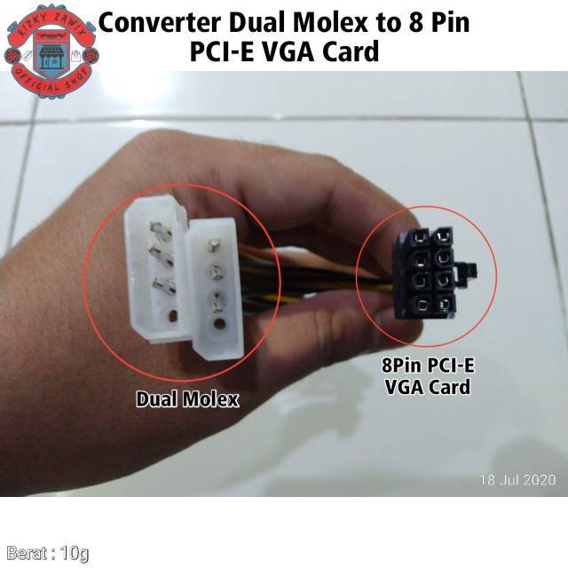 Jual Converter Dual Molex to 8 Pin PCI-E VGA Card Kabel Power PCI ...