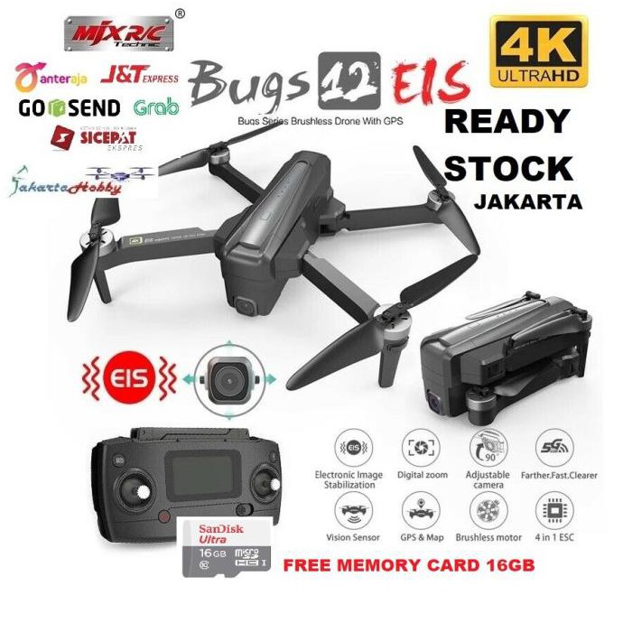 Jual MJX Bugs 12 B12 EIS GPS Brushless 4K Digital Zoom Drone Foldable ...