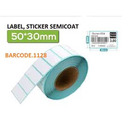 Jual LABEL BARCODE SEMICOAT, STICKER UK. 50mm x 30mm - 1 Line | Shopee Indonesia