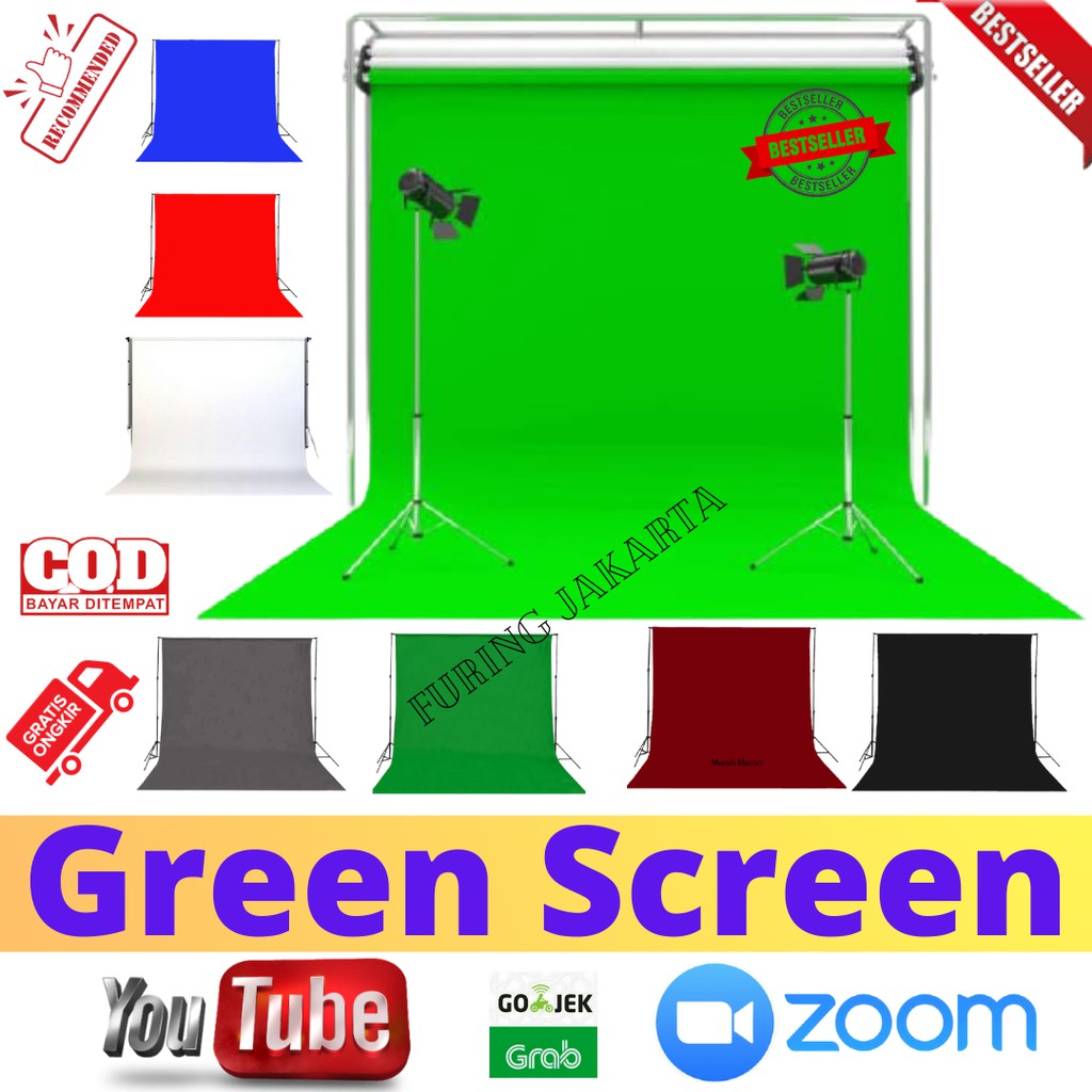 Jual 3 meter Green Screen Youtuber Background Backdrop zoom 100gsm ...