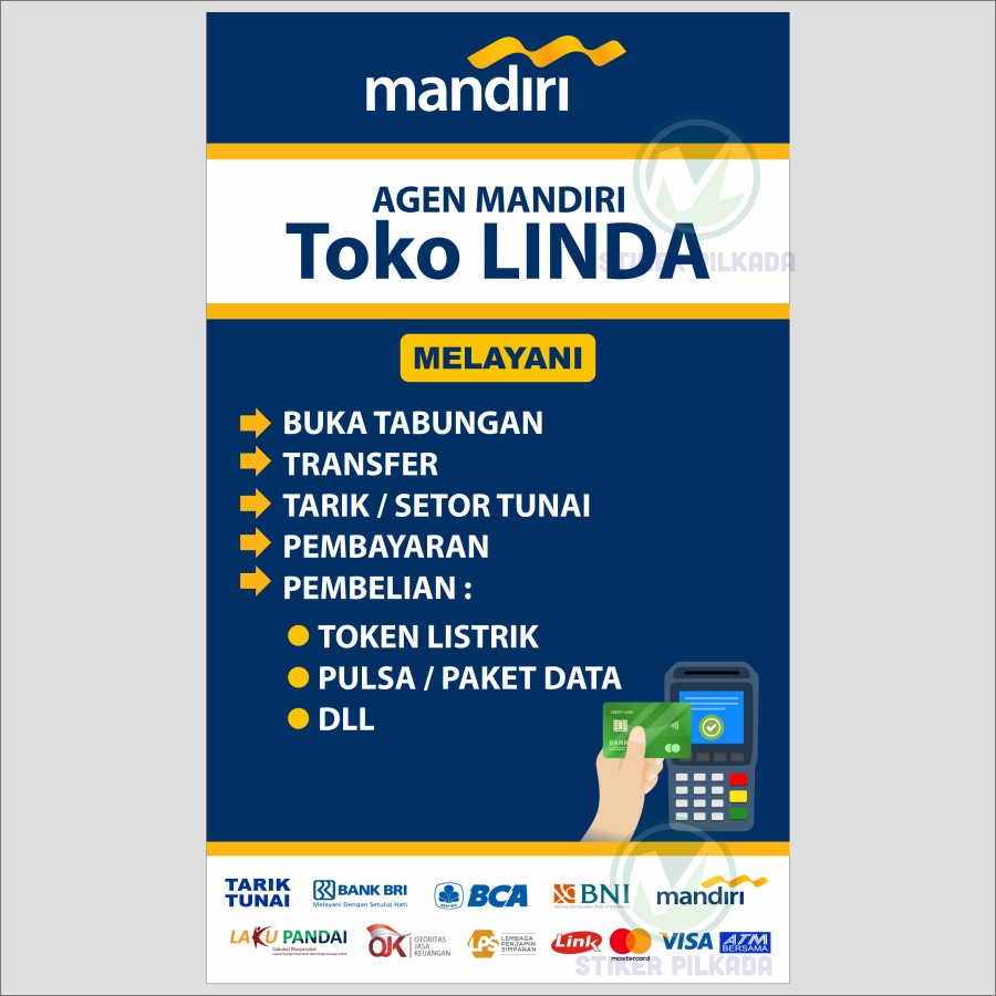 Jual stiker vinyl agen mandiri vertikal ukuran bisa custom - 43x30 ...