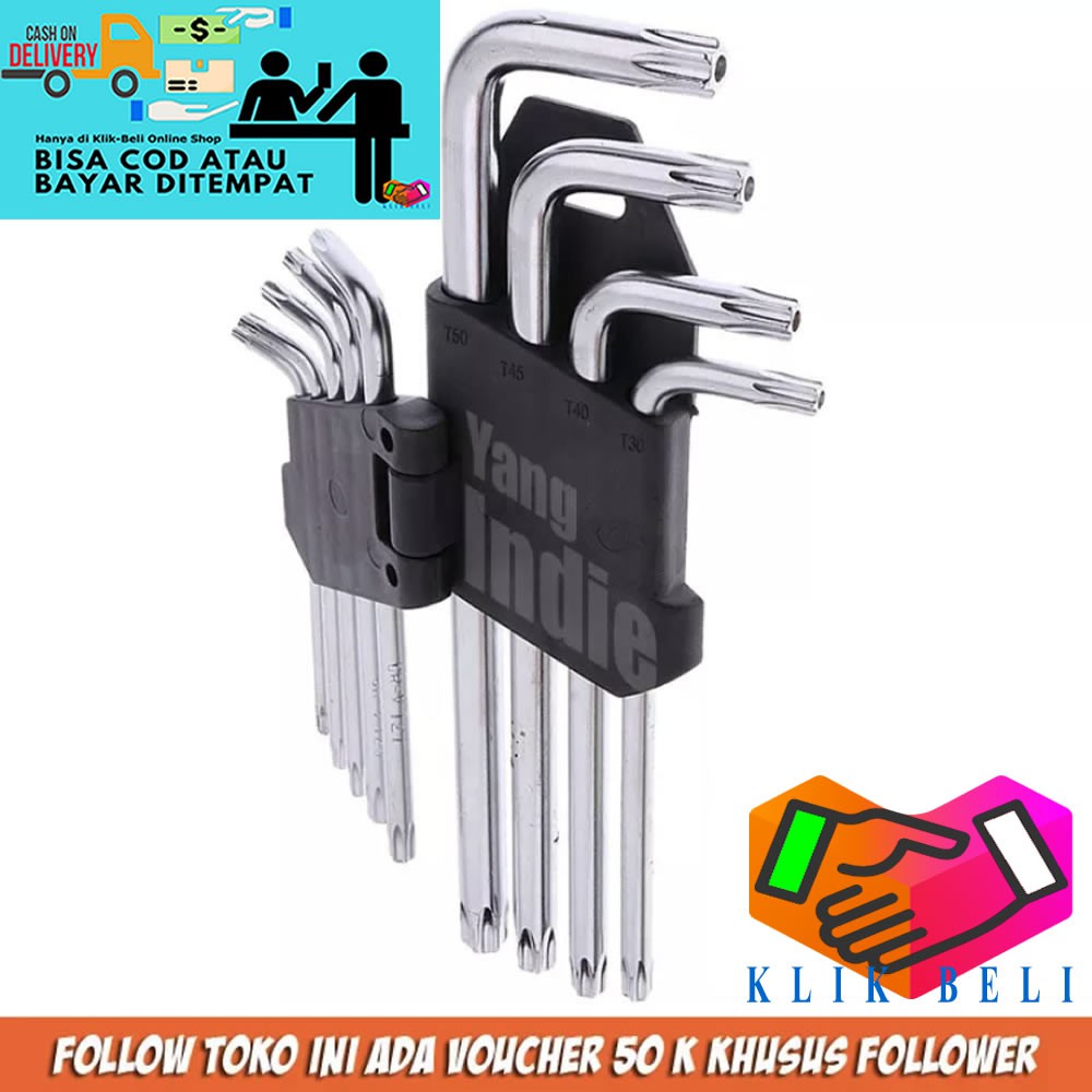 Jual Kunci L Bintang Set 9 Pcs Hex Key Huidi Tools Tanpa Lubang ...