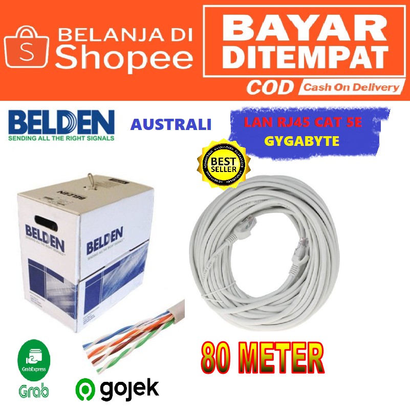 Jual KABEL LAN/UTP RJ 45 Cat 5e BELDEN Aus - 80 Meter Anti Gagal ...