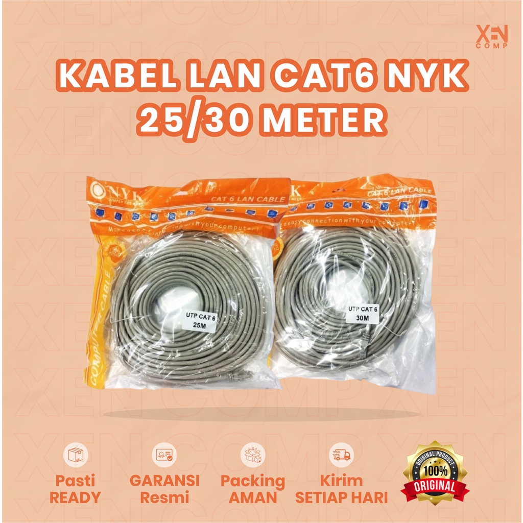 Jual KABEL LAN UTP NYK CAT 6 25METER / 30 METER / kabel LAN utp cat6 Nyk 25m/ 30m | Shopee Indonesia