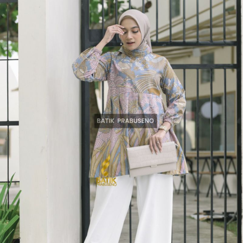 Jual Tunik Atasan Milea Batik Wanita Lengan Panjang Modern Jumbo ...