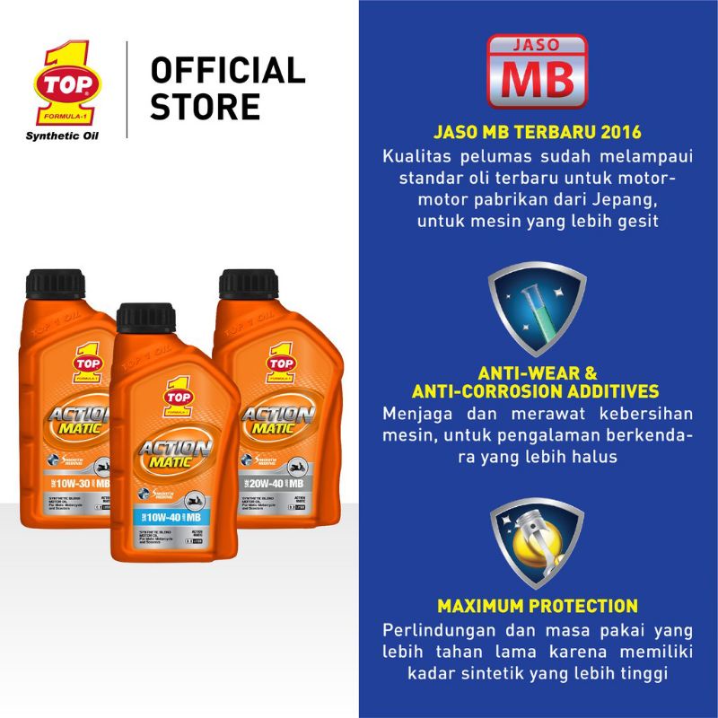 Jual TOP 1 ACTION MATIC SAE 10W-30 800ML ORIGINAL RESMI - Oli Motor ...
