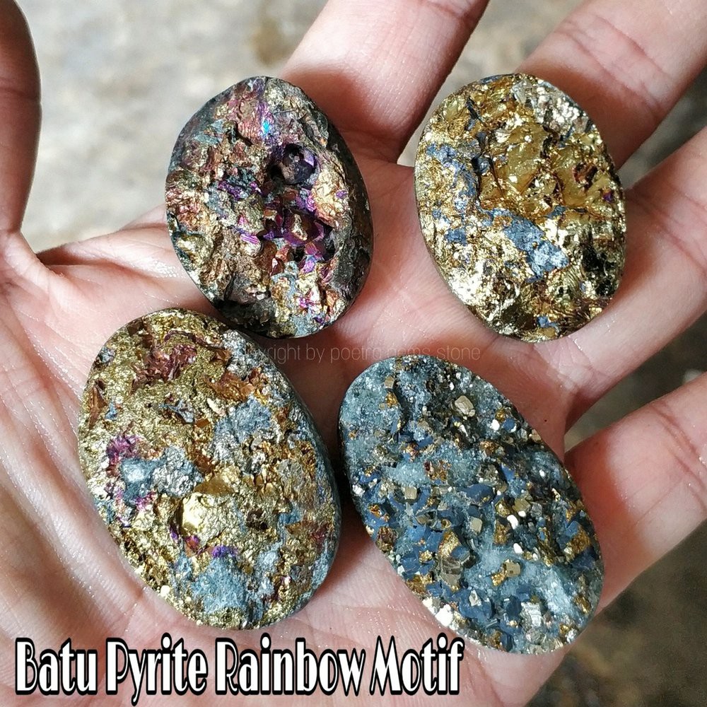 Jual Natural Batu Akik Rainbow Pyrite Motif Art | Shopee Indonesia