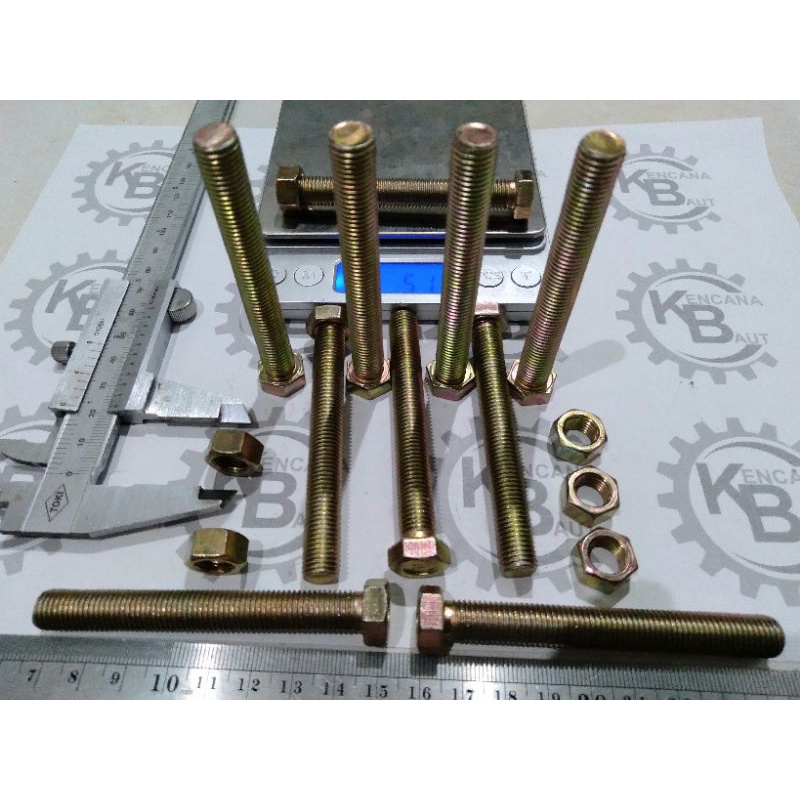 Jual Baut + Mur M10 X 80 KUNING KUNCI 14 PANJANG 8 CM | Shopee Indonesia