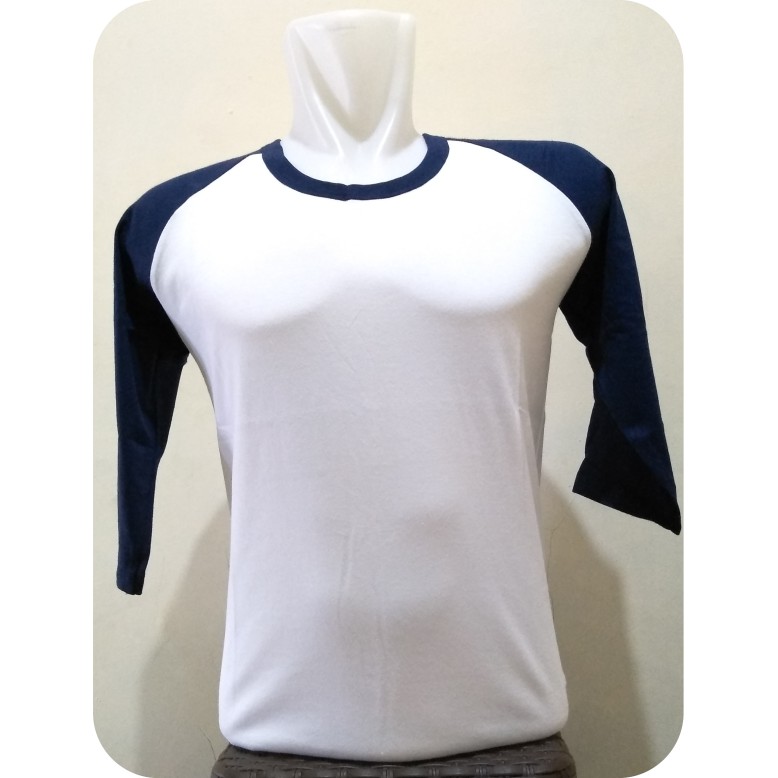 Jual Raglan putih Biru Navy | Shopee Indonesia