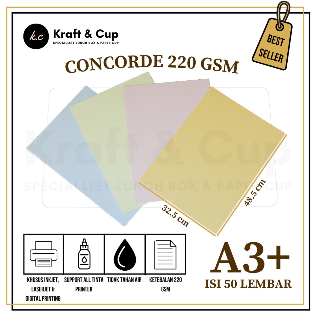 Jual Kertas Concorde A3 Plus 220 gr isi 50 lembar / Kertas Sertifikat ...