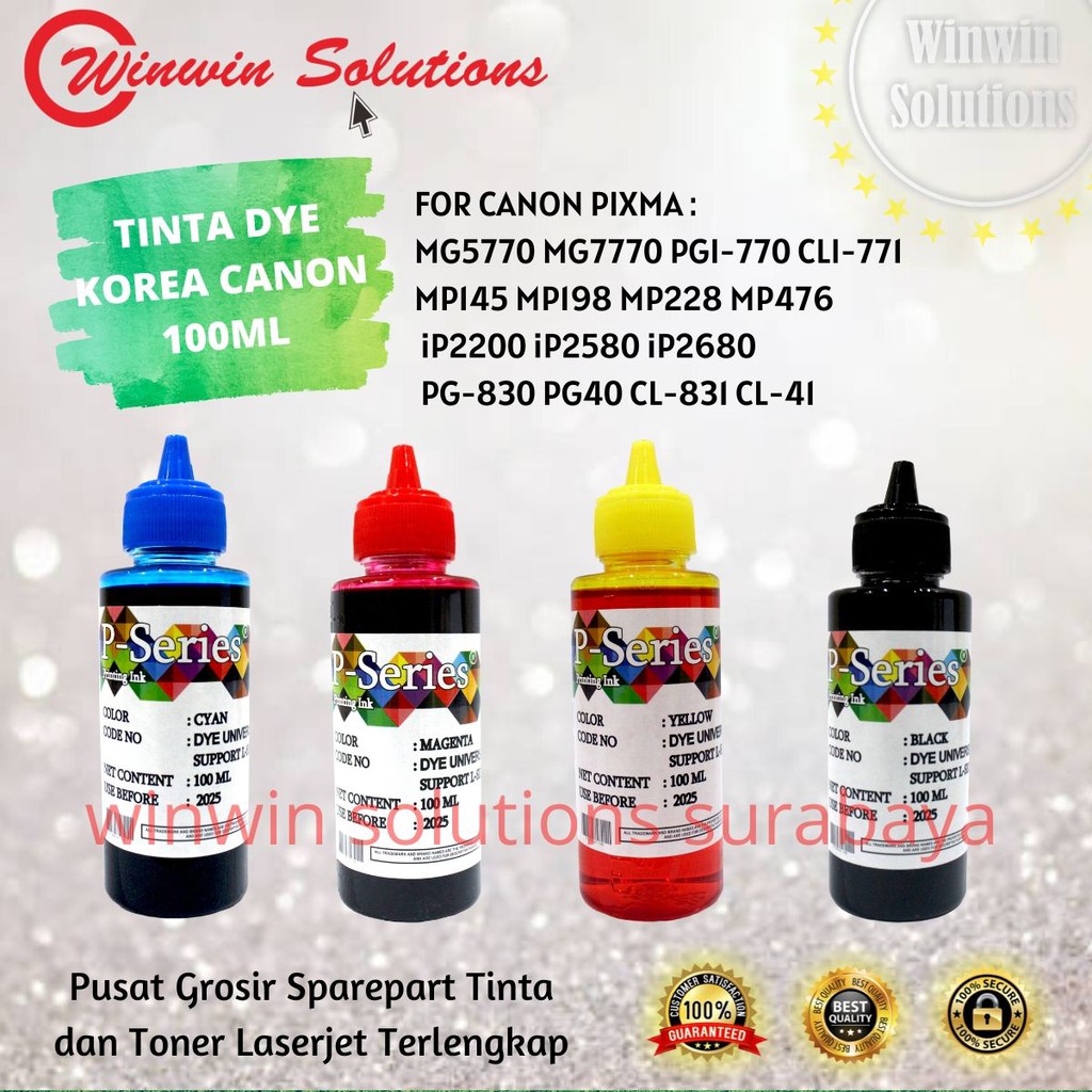 Jual Tinta DYE Korea CANON 100ml Pixma MP145 MP198 MP228 MP476 | Shopee ...