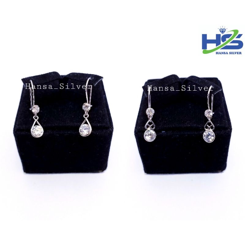 Jual Anting Wanita Perak Asli Silver 925 Lapis Emas Putih Model Desi Agogo Batu Putih - Anting ...