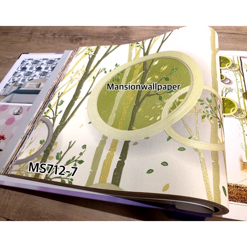 Jual Wallpaper Dinding Lingkaran Bulat Hijau Ungu Biru Pohon Daun ...