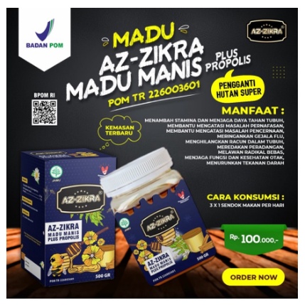 Jual MADU AZ-ZIKRA KEMASAN PREMIUM HUTAN MANIS PLUS PROPOLIS | Shopee ...