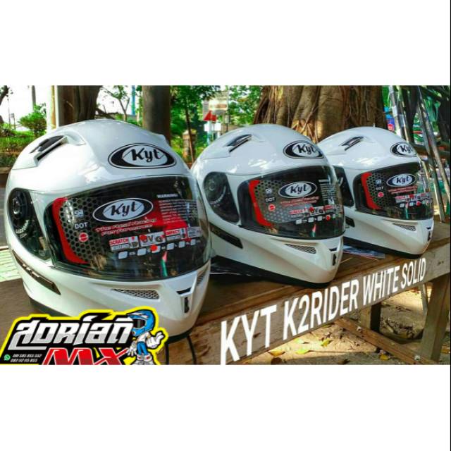 Jual HELM KYT K2RIDER SOLID WHITE PEARL 2 VISOR HELM FULLFACE DOUBLE ...