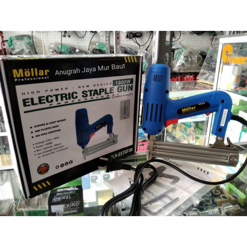 Jual MOLLAR ELECTRIC BRAD NAILER STAPLE GUN STAPLES STAPLER PAKU TEMBAK ...