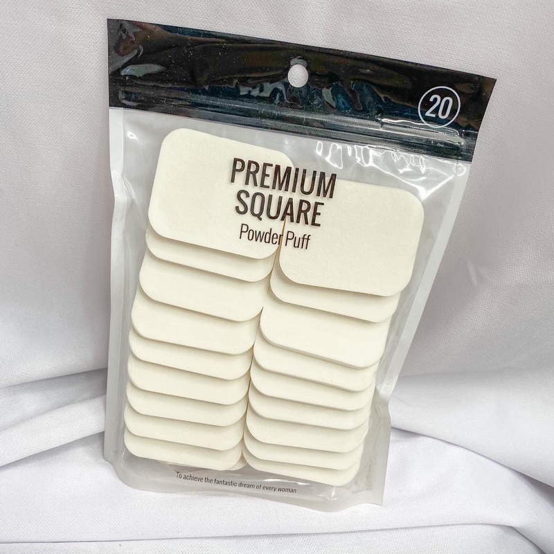 Jual Miniso Premium Square Powder Puff isi 20pcs Spons Bedak Putih ...