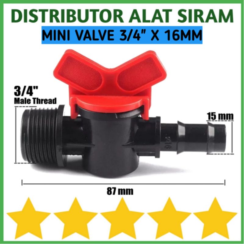 Jual MINI VALVE 1/2 3/4 INCH X 16 MM STOP KRAN AIR PVC SOCK DRAT LUAR KE SELANG AIR PE 13 X 16MM ...