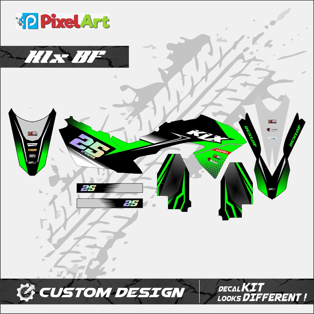 Jual STIKER DECAL MOTOR KLX BF HIJAU HITAM STICKER ANTI AIR TAHAN PANAS ...