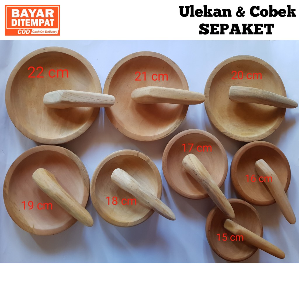 Jual Cobek /Cobek Kayu/Ulekan Kayu/Cowet Kayu/ULEKAN sepaket sama COBEK ...