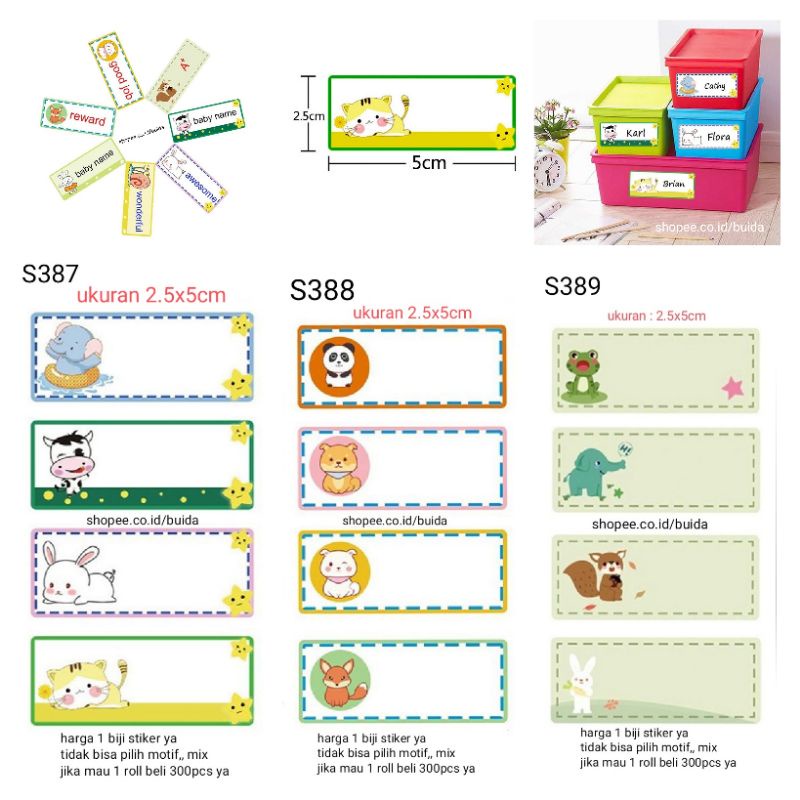 Jual 1 roll 300pcs stiker sticker label polos blank motif cute animal ...