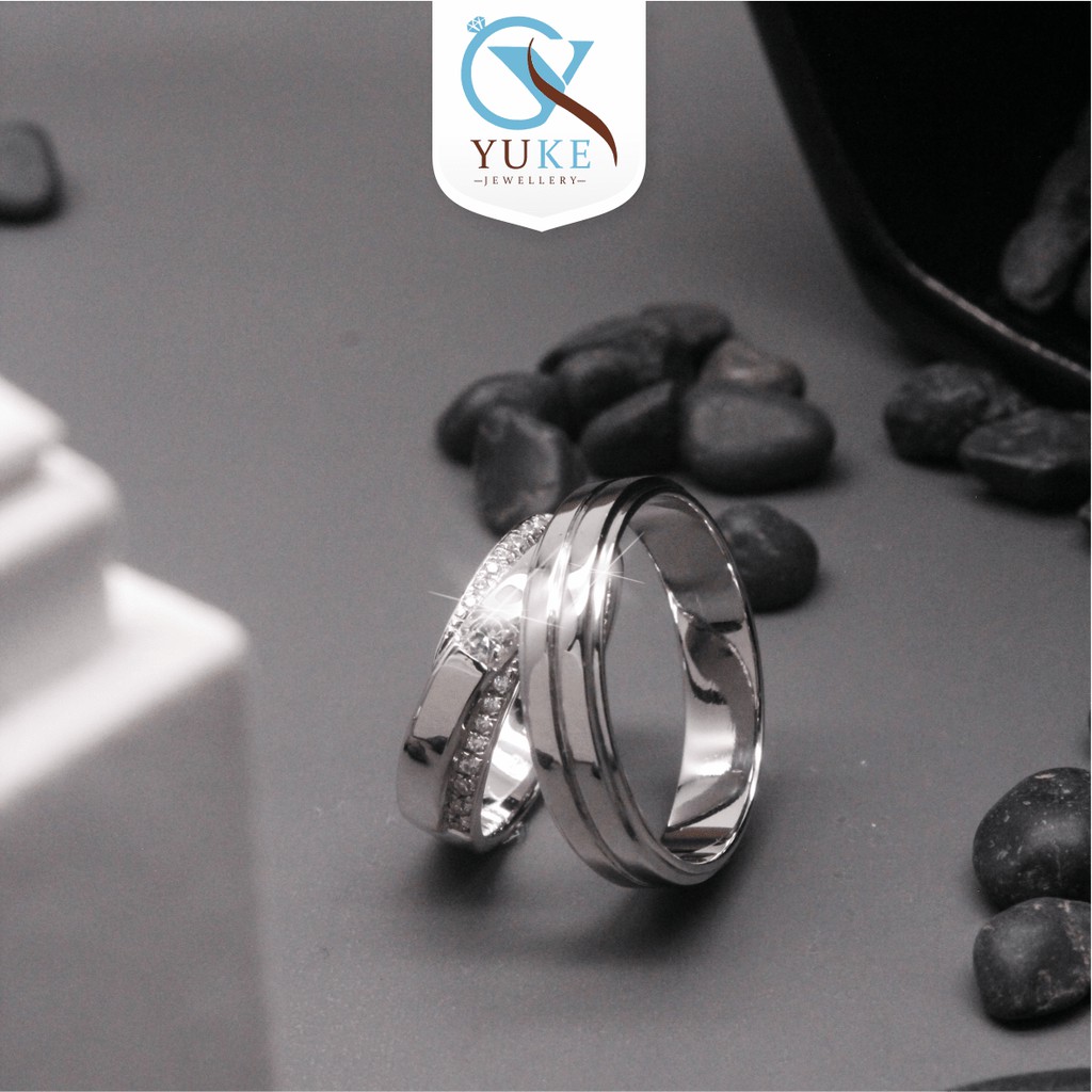 Jual Cincin Kawin Cincin Couple Bahan Silver/Perak Half Ring Zircon ...