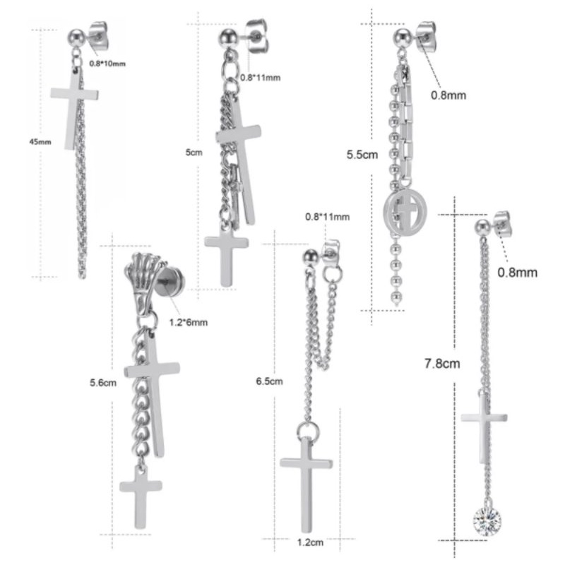 Jual Anting 1piece ( Bukan Sepasang ) Earring BTS Chain Cross Style ...
