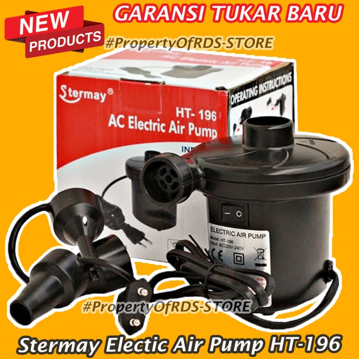 Jual Pompa Angin Listrik Elektrik Stermay HT-196 Ban, Kasur Angin Pelampung - Merah(Stermay ...