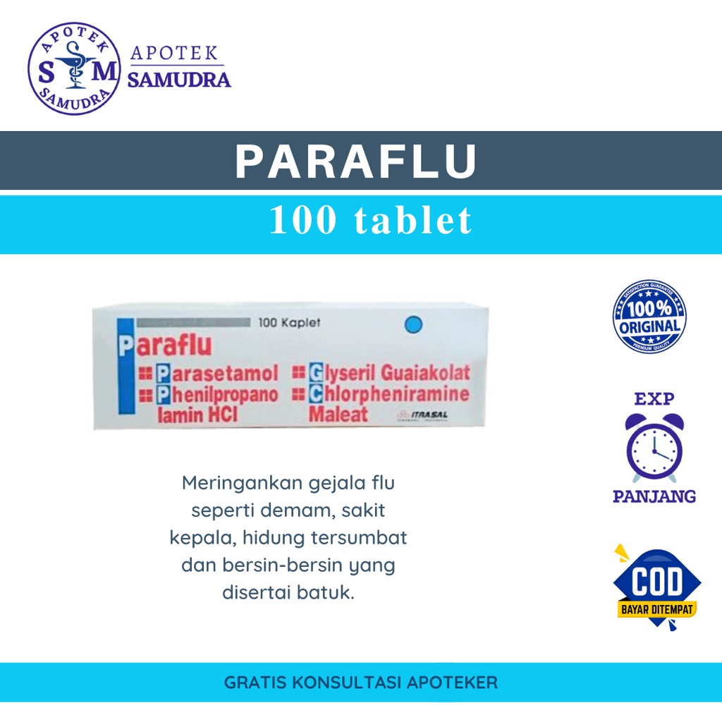 Jual PARAFLU Kaplet - BOX isi 100 Kaplet (Obat flu obat batuk berdahak ...