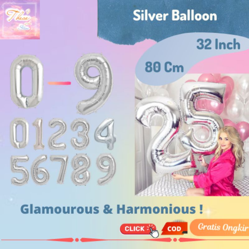 Jual Balon Angka Foil Silver Ultah Anak Perlengkapan Pesta 80cm ...