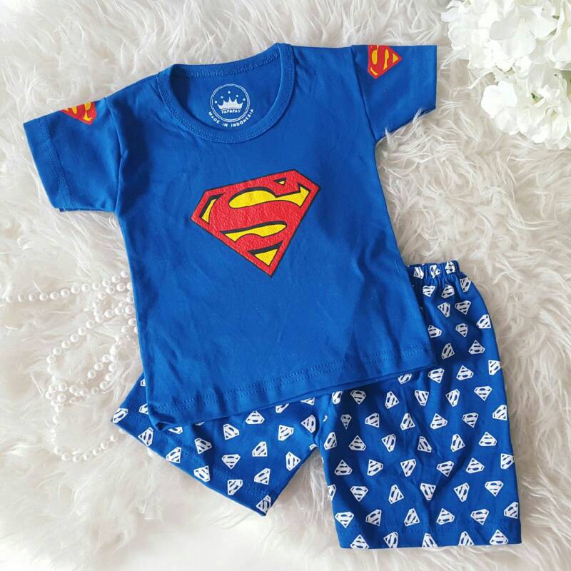 Jual Setelan Superman Biru Lucu / Baju Karakter / Kaos Karakter / Baju ...