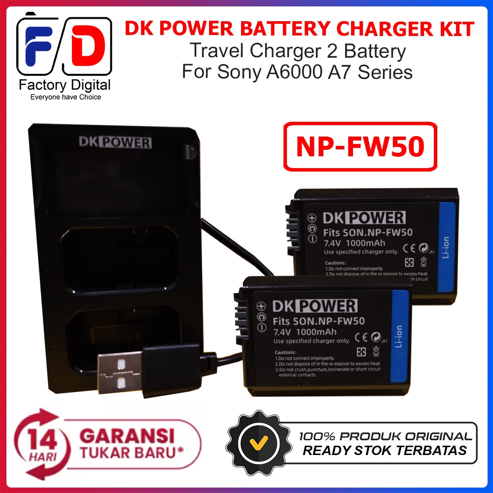 Jual DK Power Travel Charger LCD 2 Baterai NP FW50 for Sony A6000 A7 ...