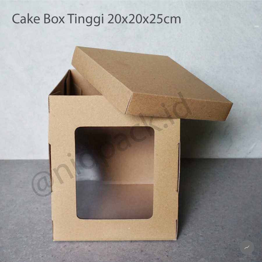 Jual Dus Kue Tinggi Tall Cake Box 20x20x25cm isi 5pcs (KRAFT) | Shopee ...