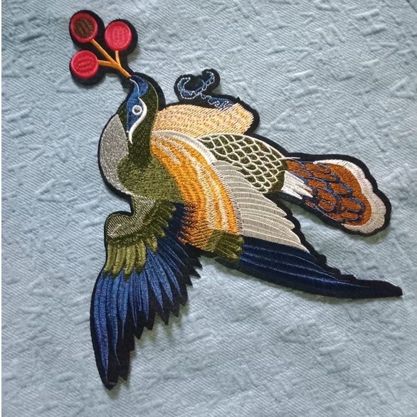 Jual Iron Patch birds and cerry 34x25 Cm back patch No Custom Bordir ...