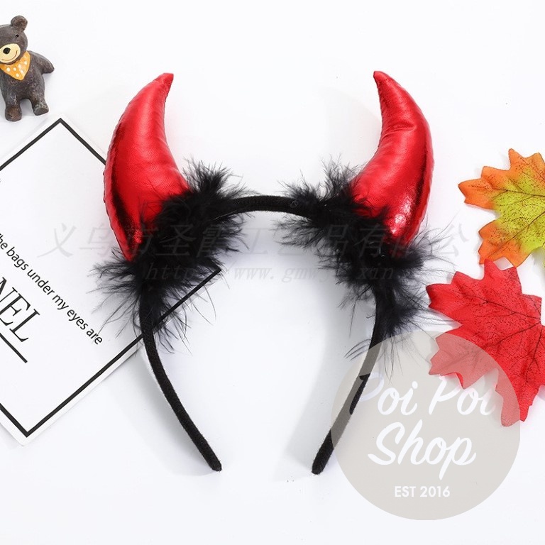 Jual Bando Devil Iblis Devilman Tanduk Bulu Headband Halloween Cosplay ...
