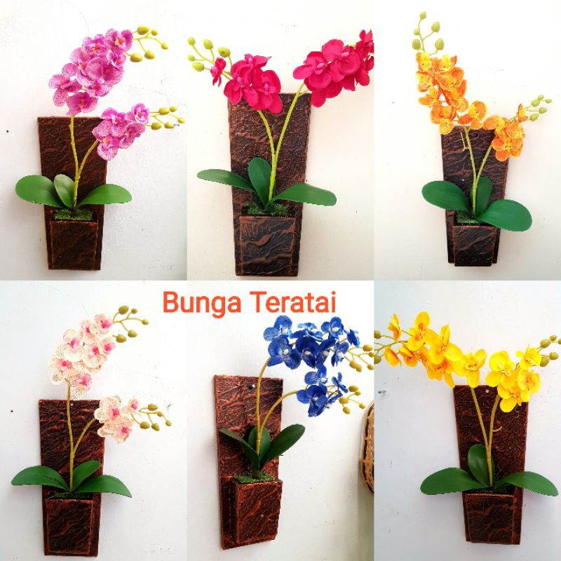 Jual ANGGREK BUNGA ARTIFICIAL POT HIASAN DINDING MED | Shopee Indonesia