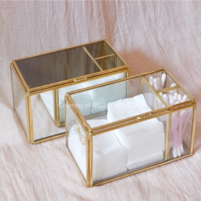 Jual Cotton Box Beauty Case / kotak sekat cermin dan kaca | Shopee ...
