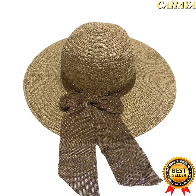 Jual Topi pantai Dewasa rajut pita bintik emas Topi Pantai T2 | Shopee Indonesia