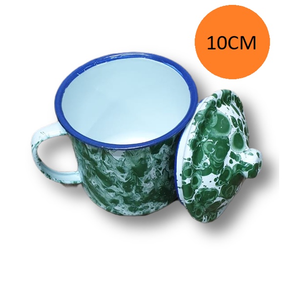 Jual Cangkir / Mug Enamel + Tutup kuno corak blirik cendol diameter ...