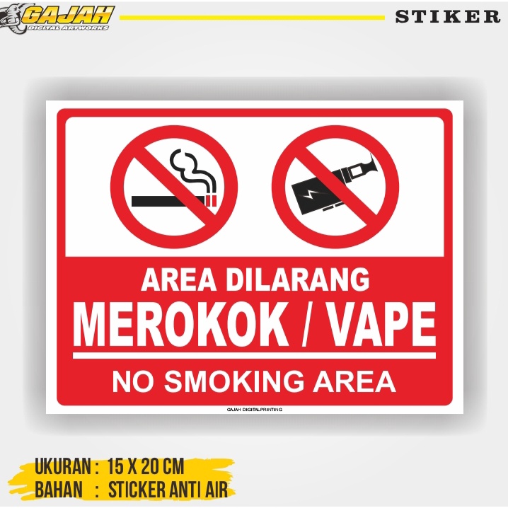 Jual Sticker Dilarang Merokok / Stiker Dilarang Merokok / Sticker No ...