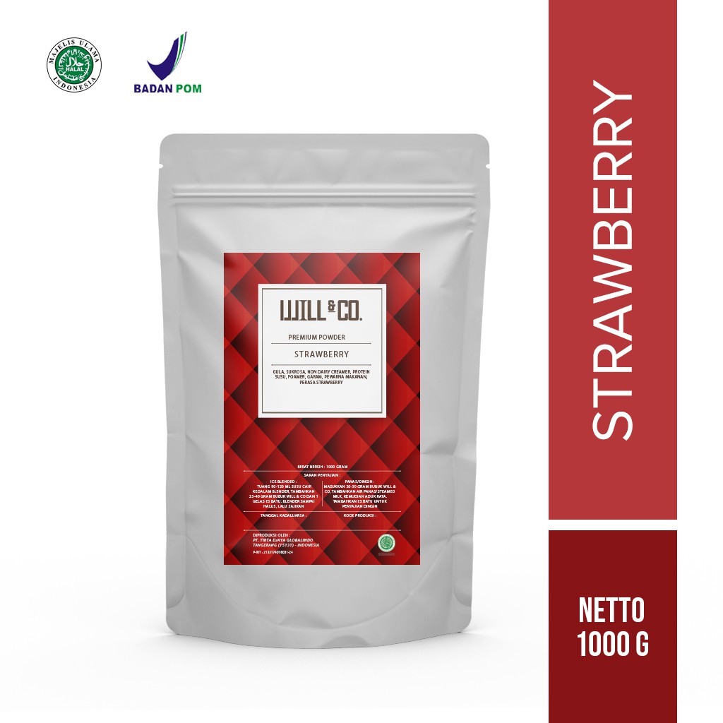 Jual Will&co Strawberry Drink Powder 1KG – Bubuk Minuman Kekinian Rasa ...
