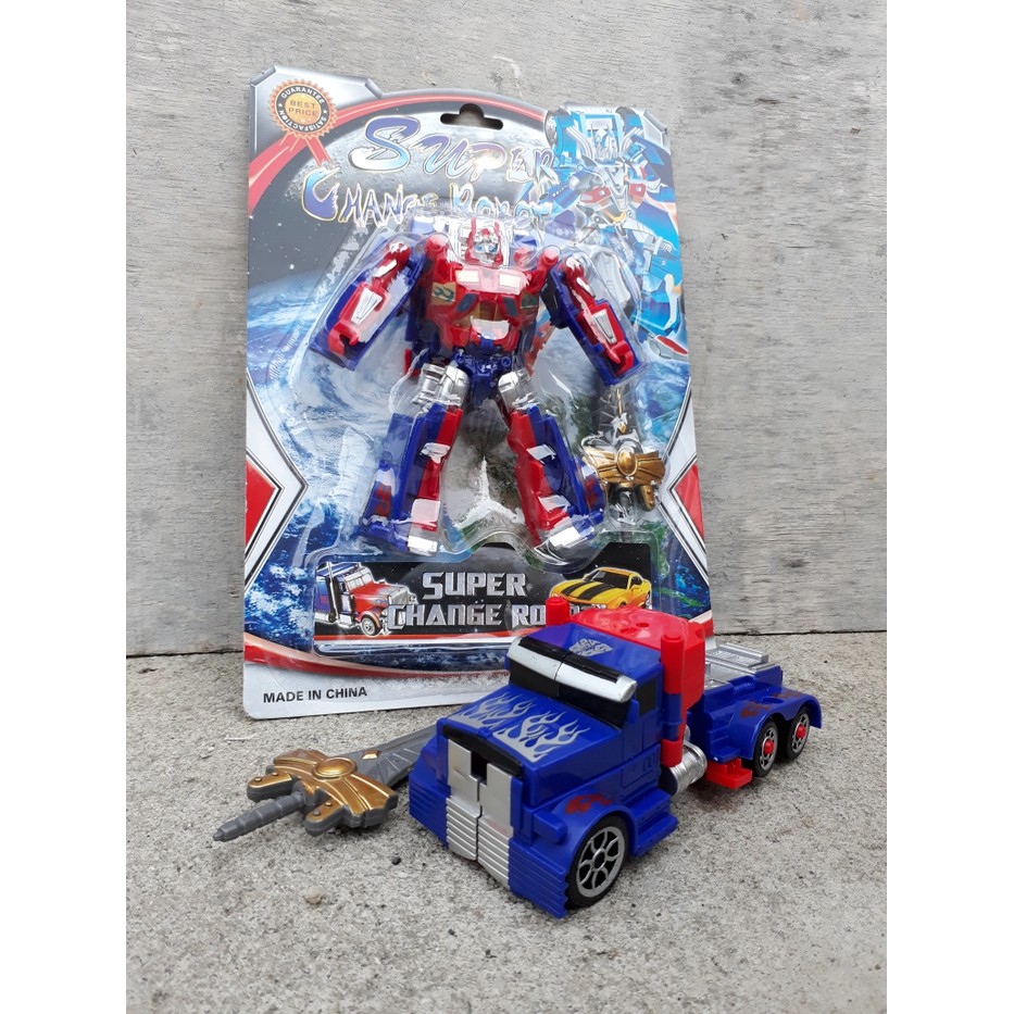 Jual mainan anak - robot Transformers mobil truk optimus prime | Shopee ...