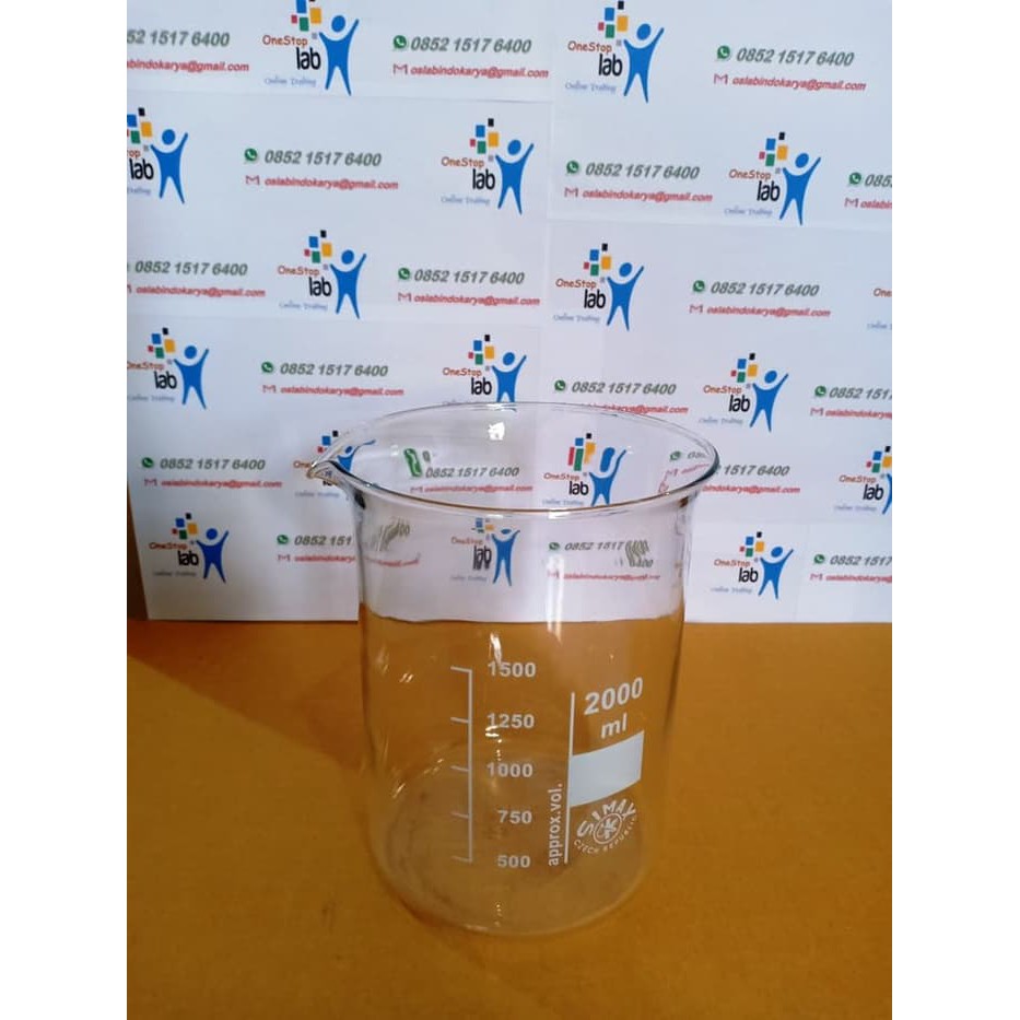 Jual Beaker glass cap 2000 ML low form gelas kimia model pendek SIMAX ...